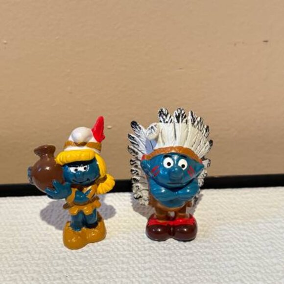 schleich | Toys | Vintage 981 Smurfs Native American Indian Chief 1983 ...